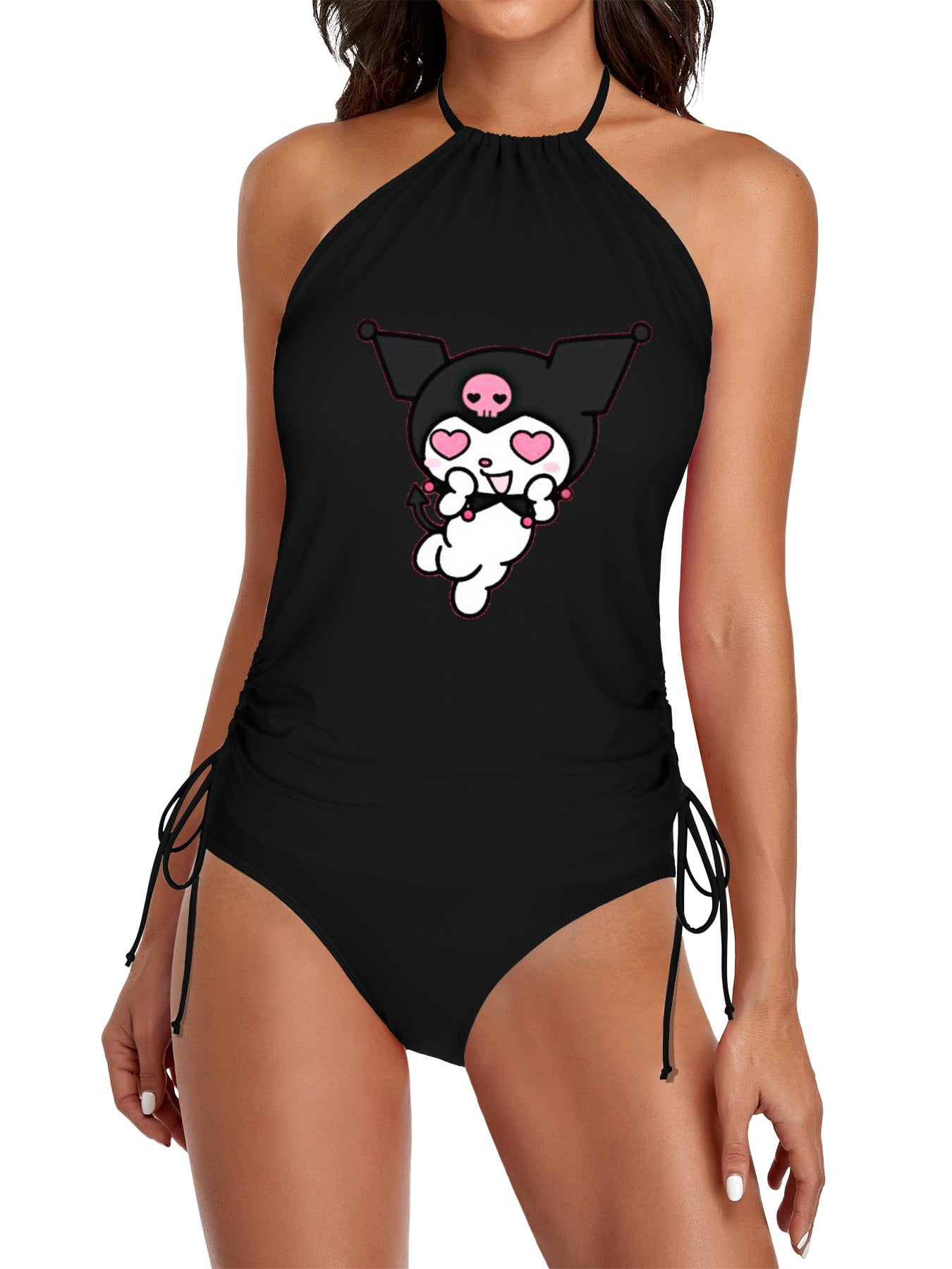Melody Sanrio Kuromi And Friends Women's Tankini Sets Two Piece Swimsuit Halter Neck Sexy Mid ...