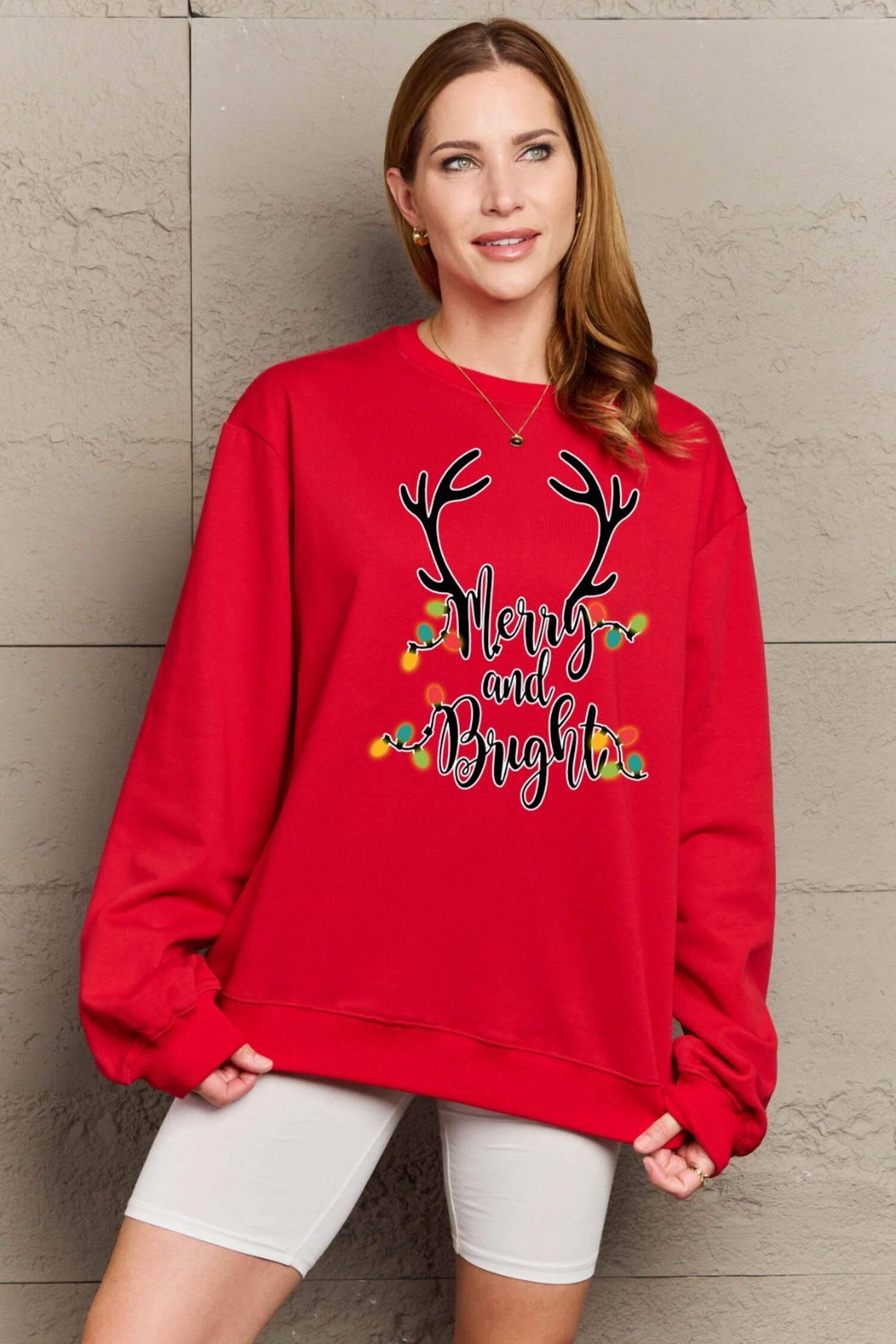 Simply Love Full Size MERRY AND BRIGHT Graphic Sweatshirt - Walmart.com