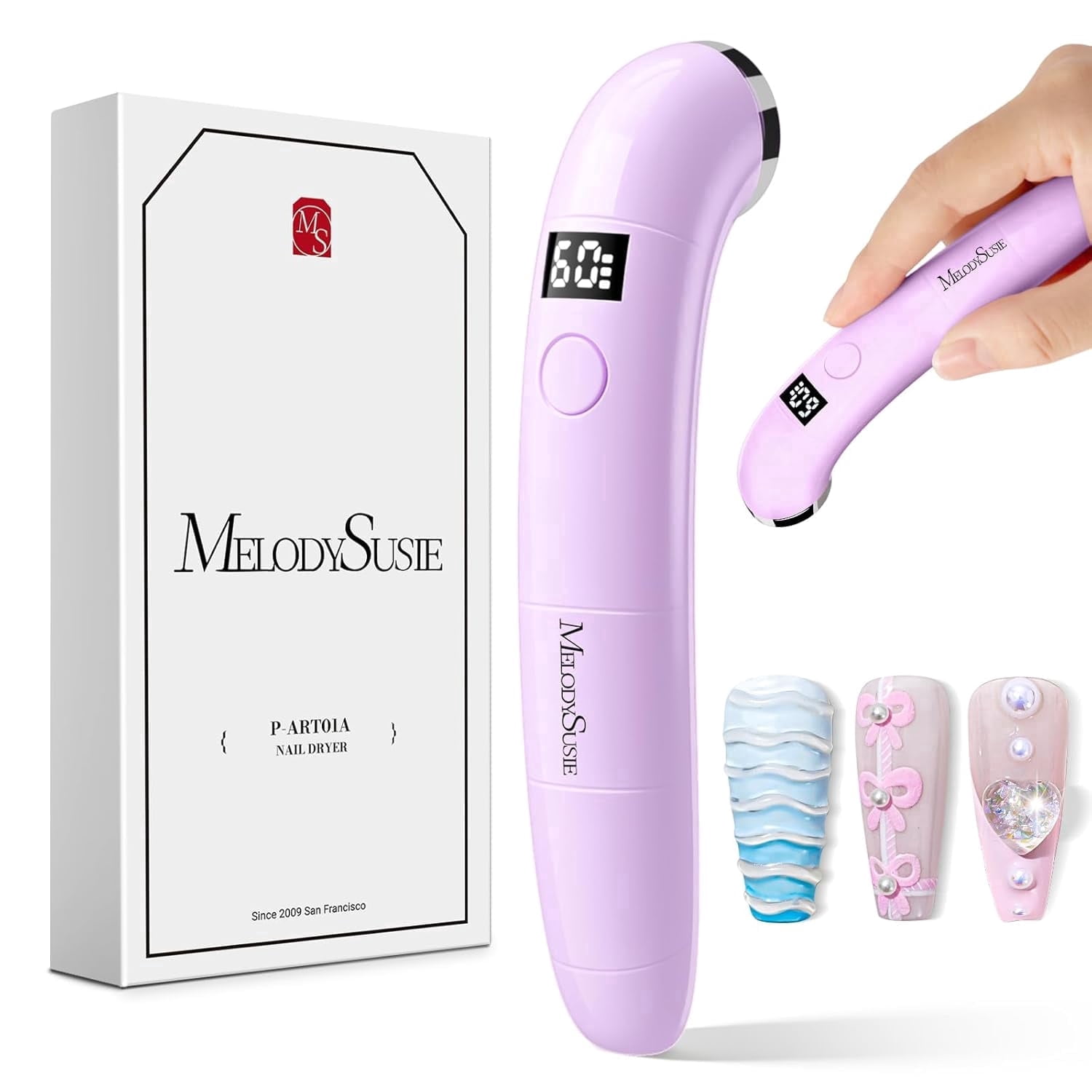 MelodySusie Ergonomic Handheld Cordless UV Nail Lamp with LCD Display ...