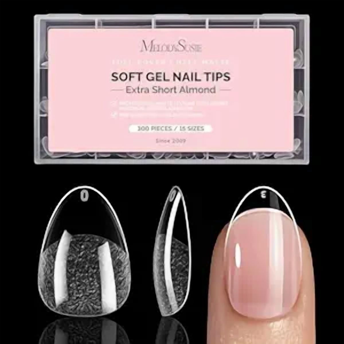 MelodySusie Extra Short Ballerina Nail Tips, 300Pcs Clear Acrylic, Half ...