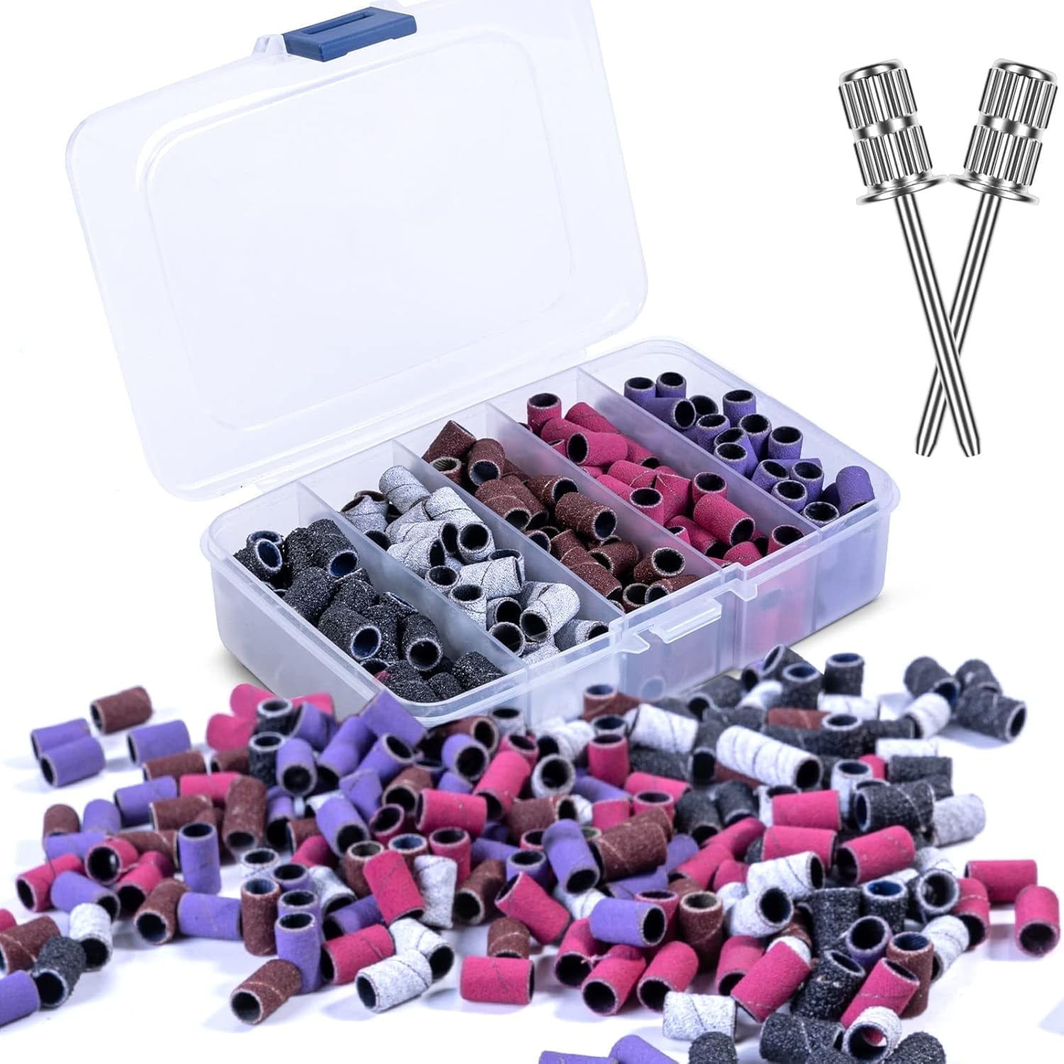 MelodySusie 202pcs Sanding Bands for Nail Drill, 5 Colors 80/120/150 ...