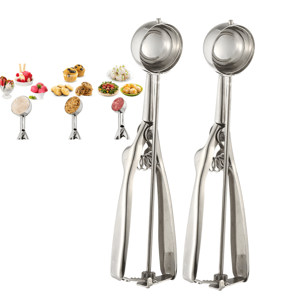 Melon Baller Scoop, 2Pcs Ice Cream Spoon Stainless Steel Spring Handle ...