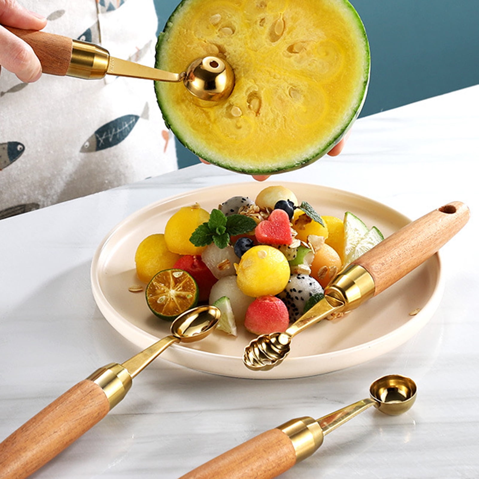 Melon Baller Scoop Cooking Scoop Stainless Steel Ice Cream Scoop Fruit ...