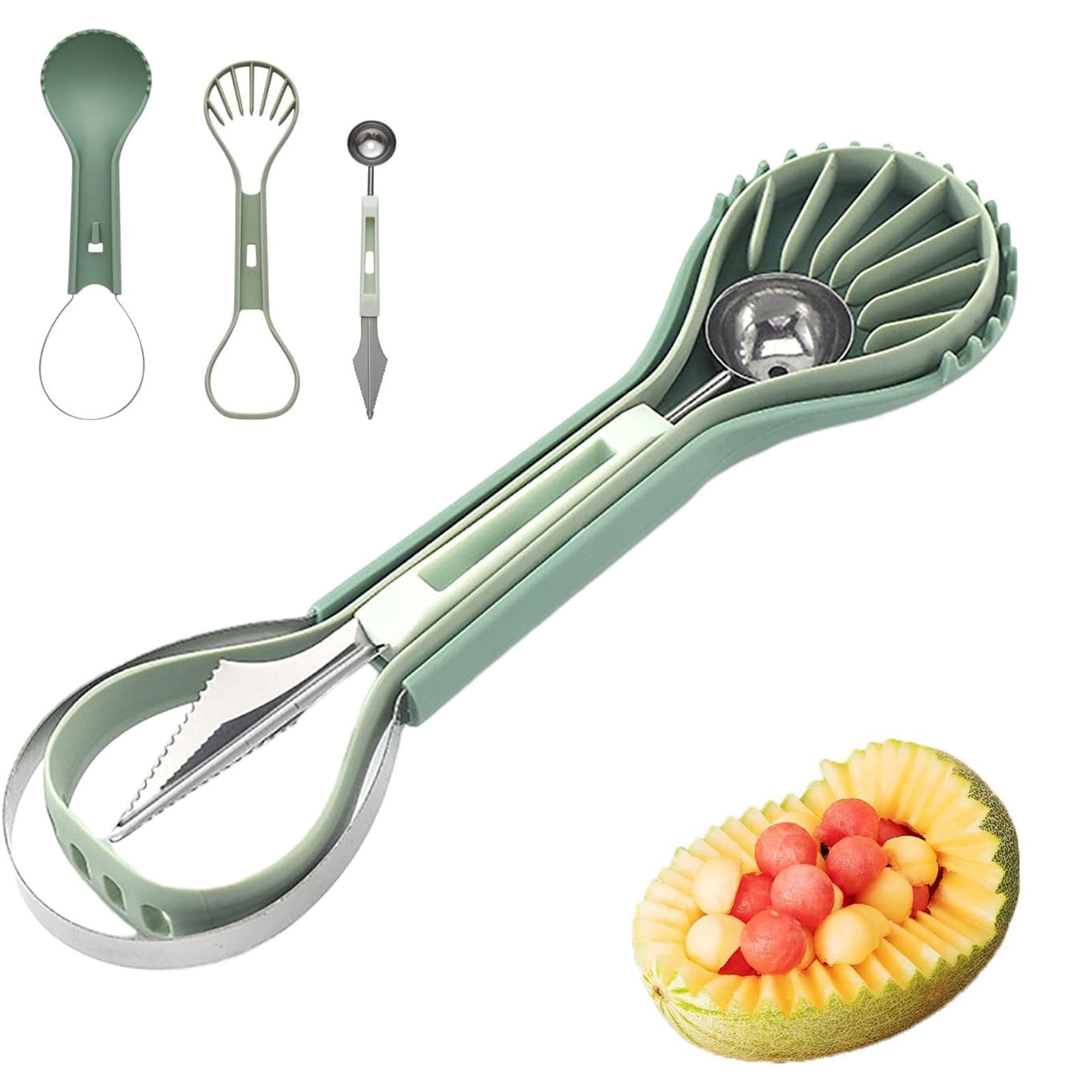 Melon Baller Scoop Set - 6 in 1,Stainless Steel Fruit Cutter,Seed ...