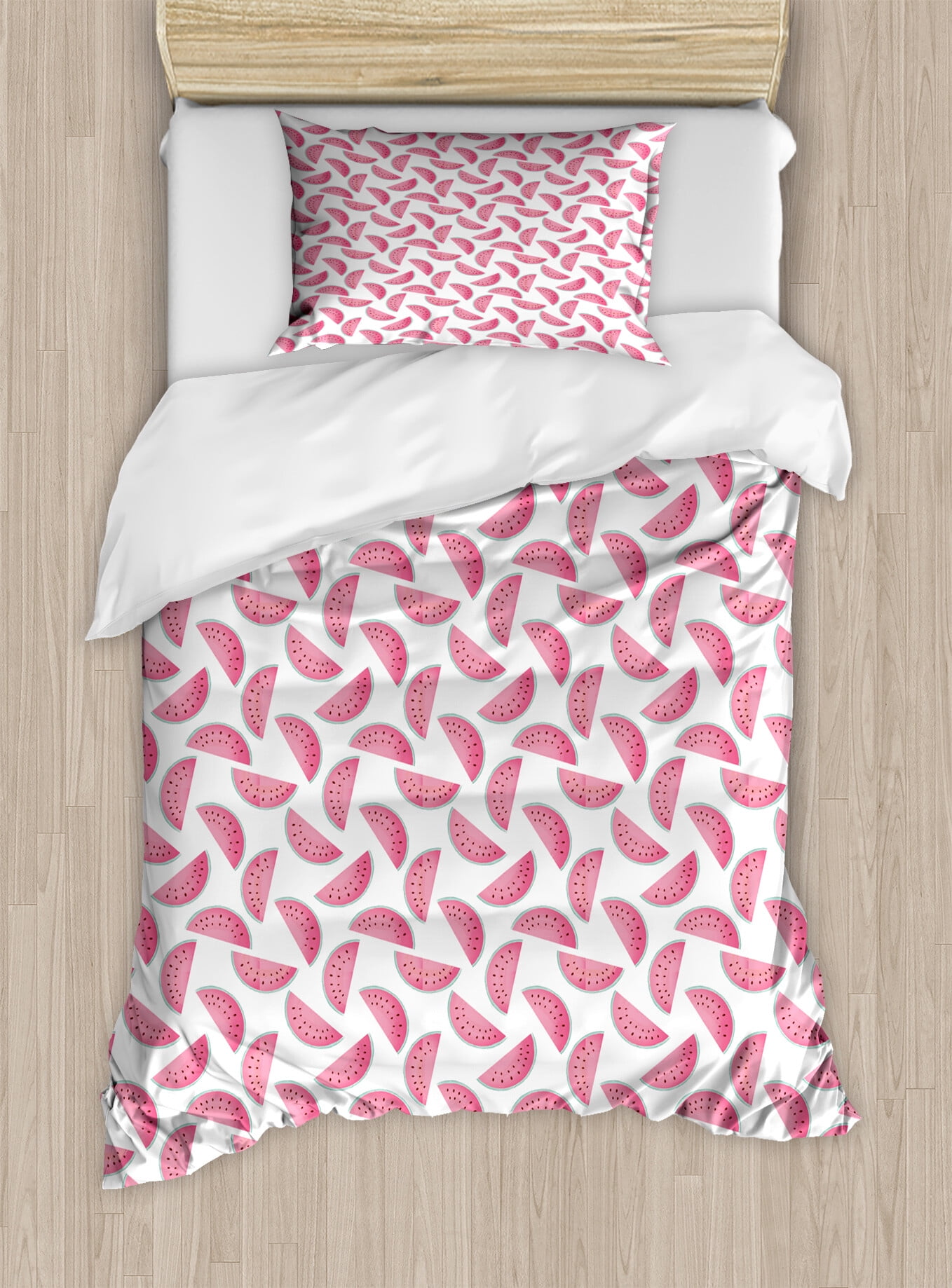 Melon Duvet Cover Set, Simple Watermelon Slices in Pastel Colors on ...