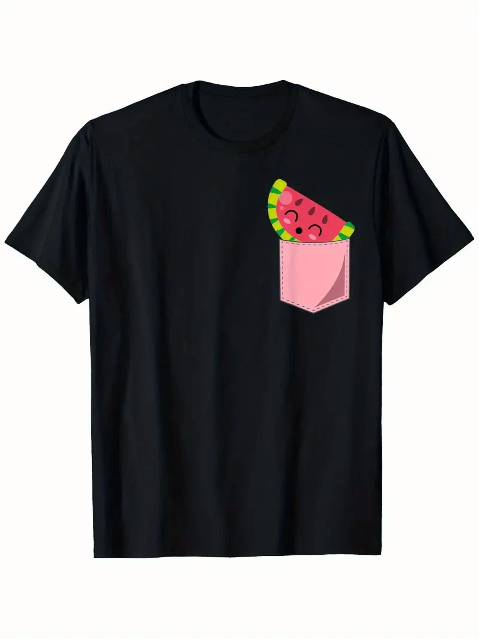 Melon Lovers' Cute Kawaii Watermelon Print T-Shirt - 100% Cotton ...