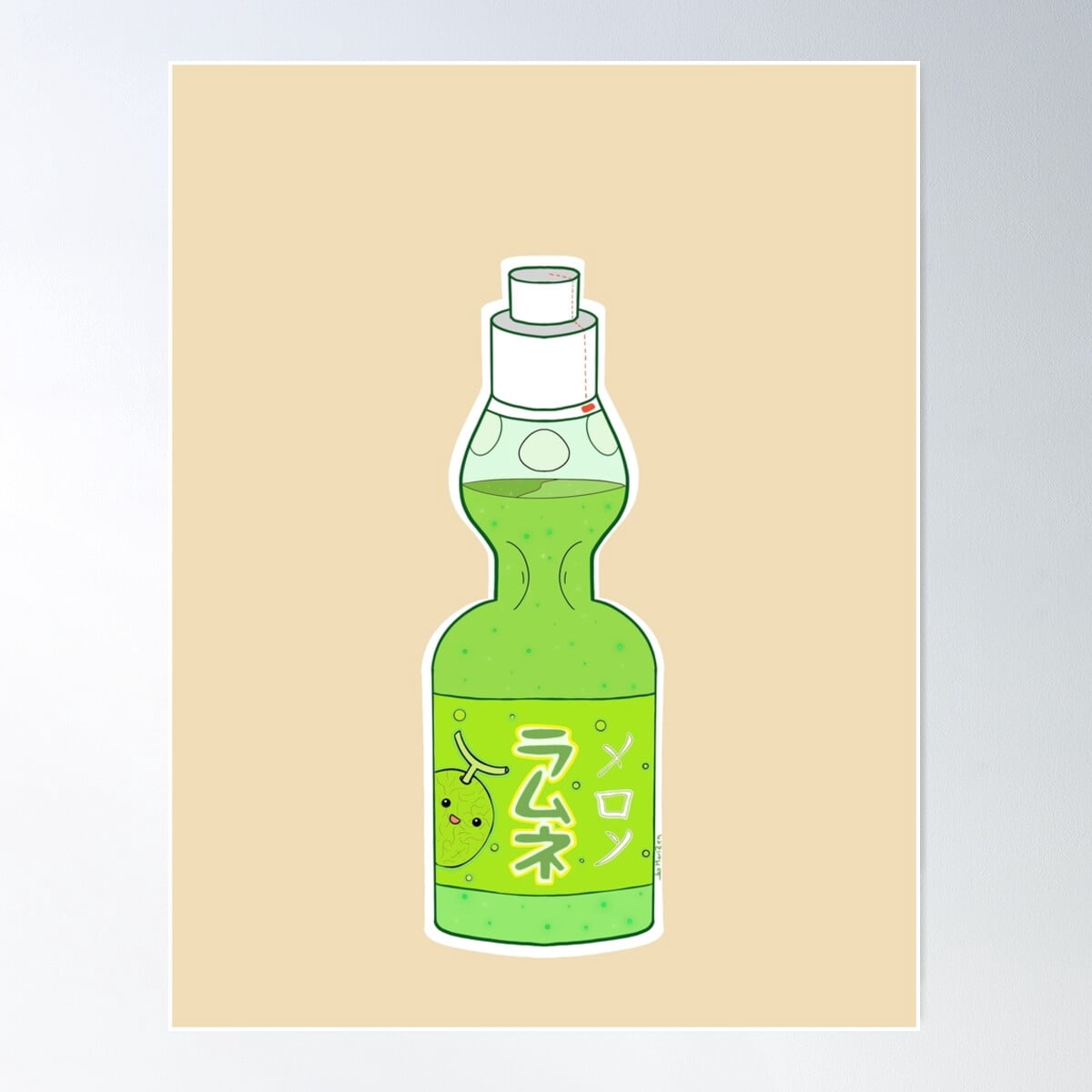 Melon Ramune Drink Parody Illustration Poster Wall Art, Modern Wall ...