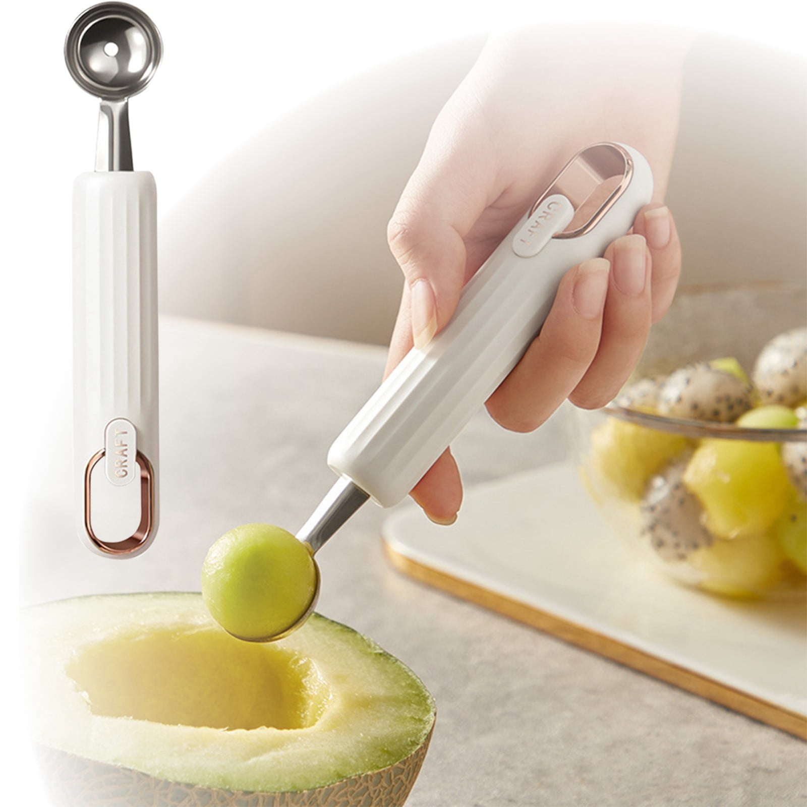 Melon Scoop,Stainless Steel Melon Scoop,Smooth Round Melon Balls ...
