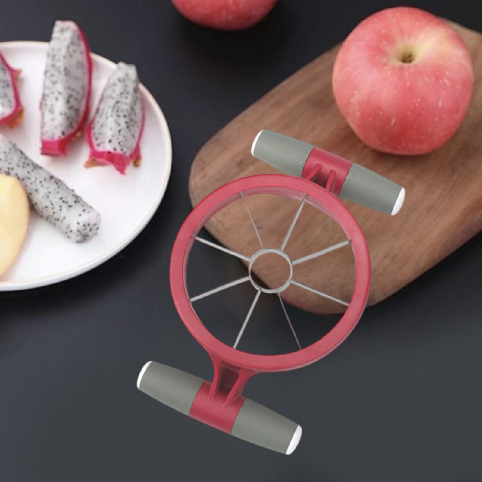 Melon Slicer, Red Metal Fruit Slicing Tool with Adjustable Thickness ...