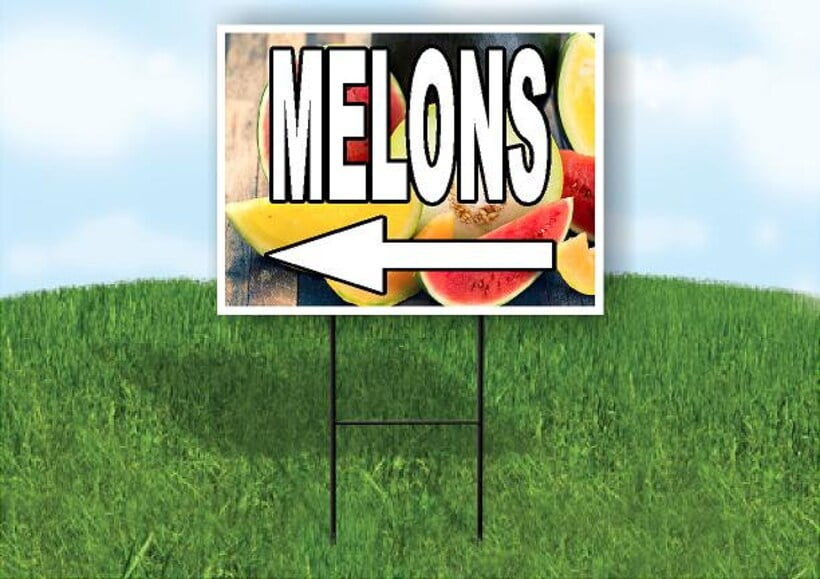 Melons Left Arrow With White Letters Melon Background Single Sided Yard ...