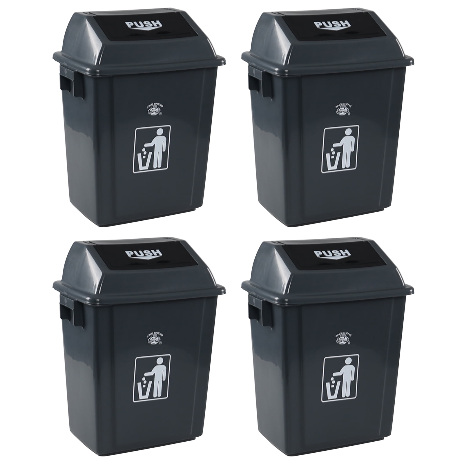 Melontray 6 Gallon Plastic Swing Top Garbage Can, 4 Pack Kitchen Trash ...
