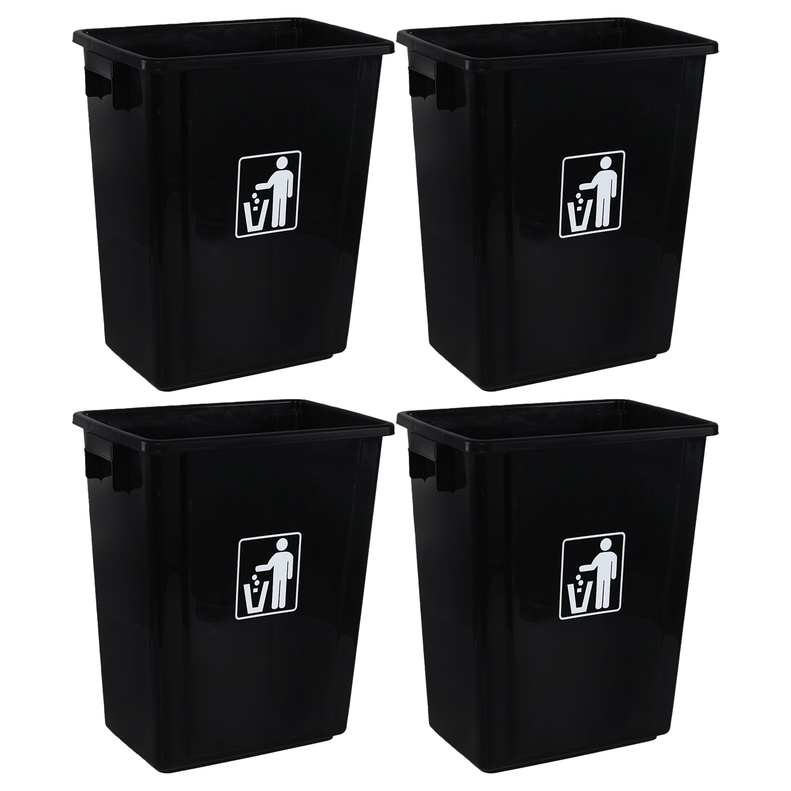Melontray 8.5 Gallon Rectangular Open Top Trash Bin, Black Plastic ...
