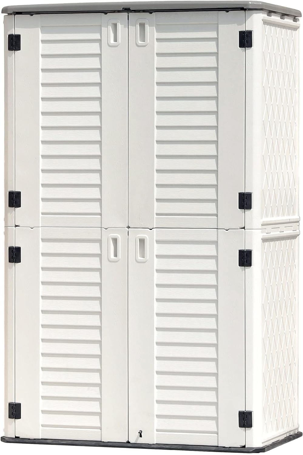 Melony Home Outdoor Storage Shed Waterproof, Resin Vertical Storage Cabinet Double-Layered ...