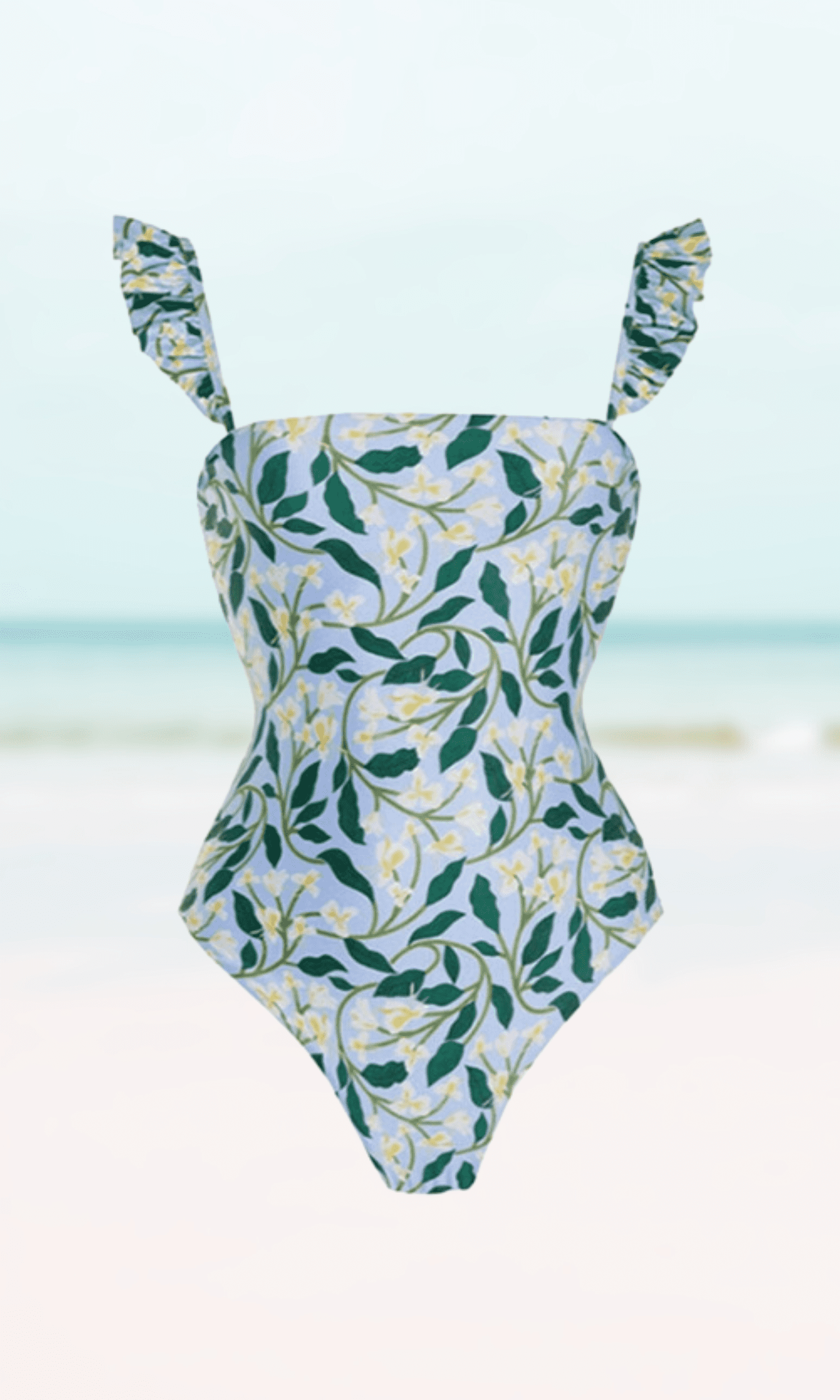 Meloria Swim And Fashion Vintage Floral Leaf Printing Ruffle Padded One ...