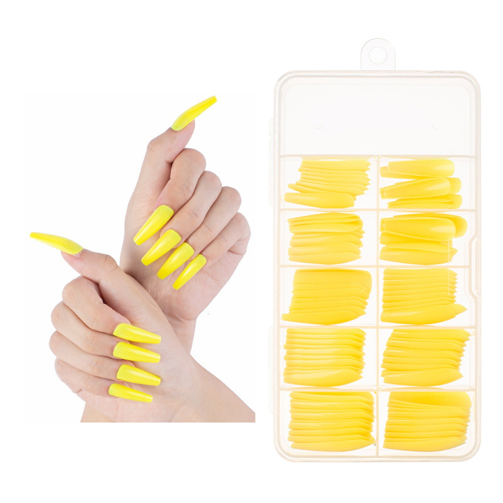 Melotizhi Colored Long Coffin Press On Nails Ballerina Acrylic