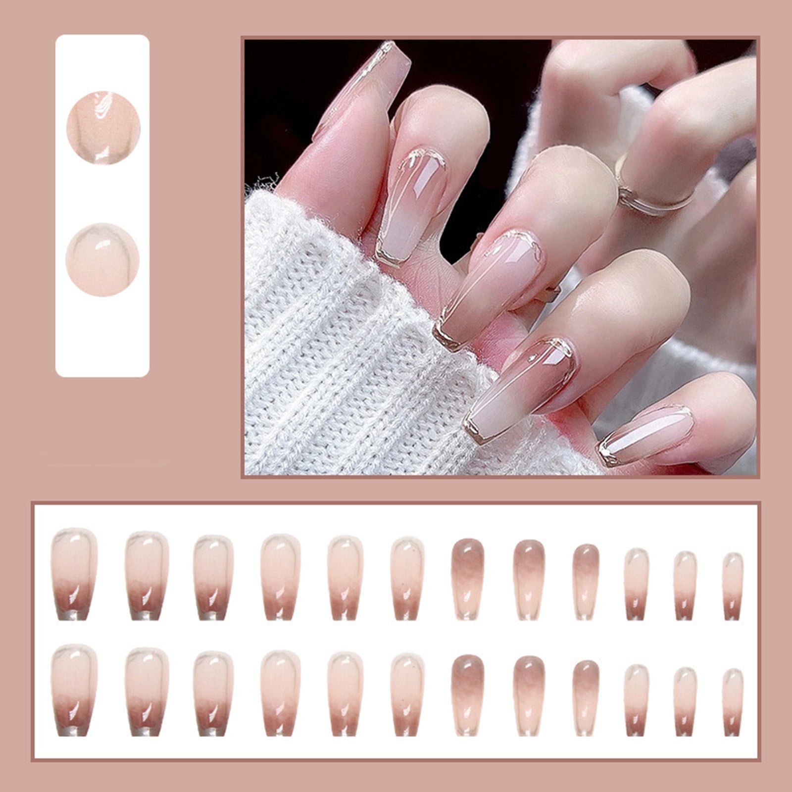 Melotizhi Summer Cute Gradient Nail Tablets Gold Leaf Edging Wearing ...