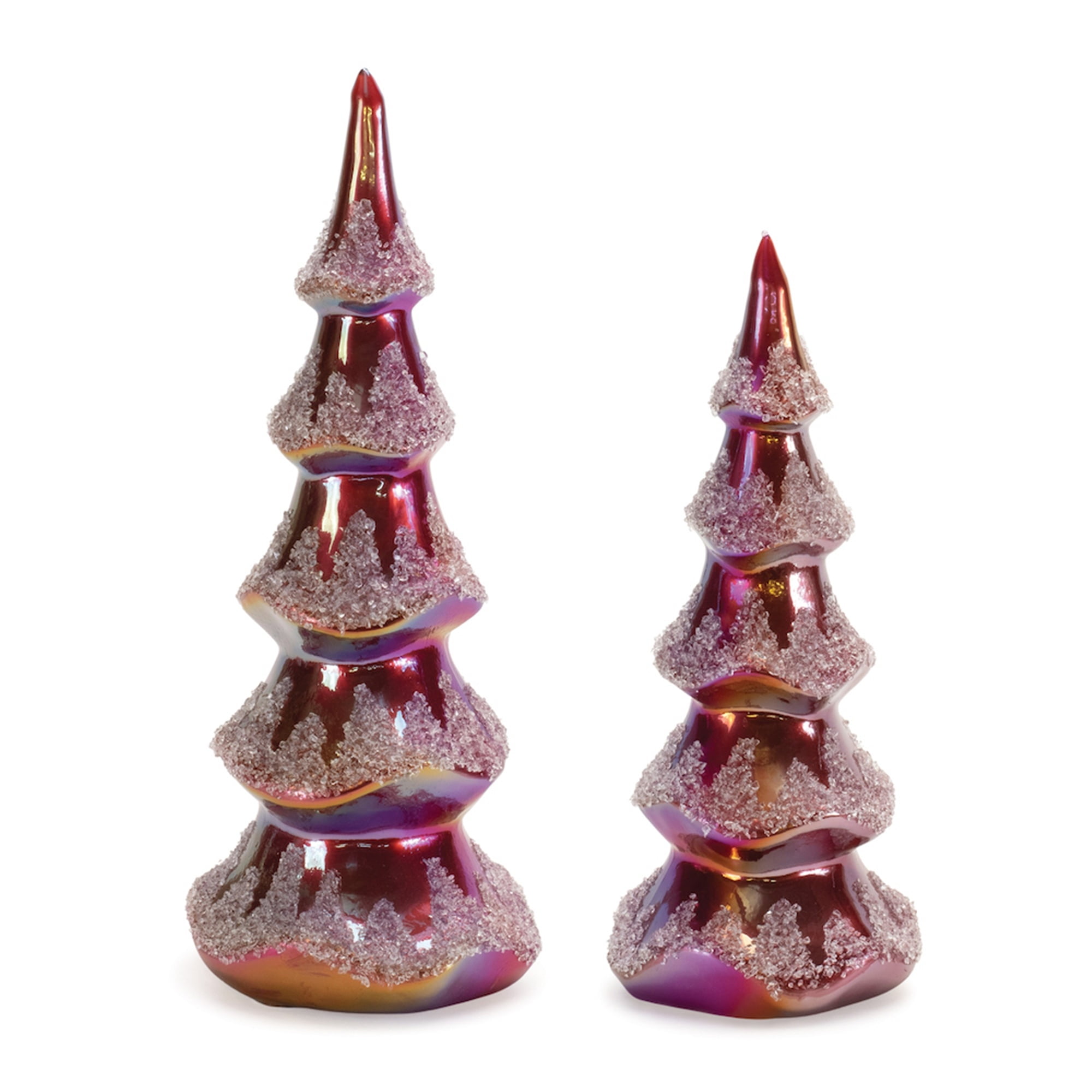 Melrose Beaded Artificial Christmas Trees - 12" - Pink and Purple - Set ...