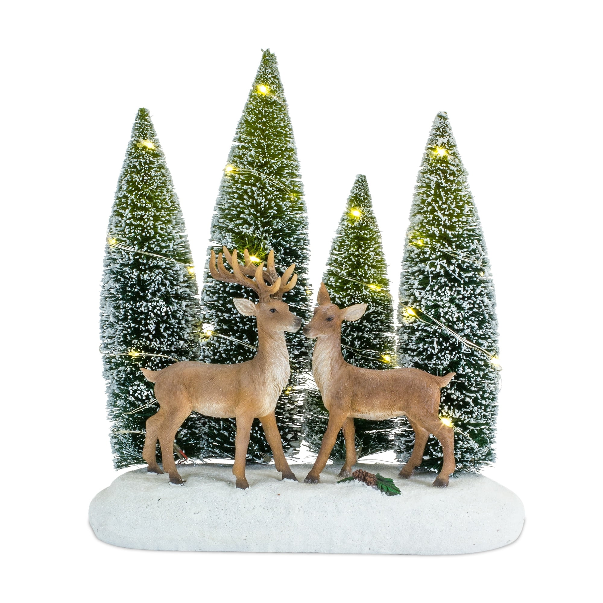 Melrose 11.25" LED Lighted Deer and Trees Christmas Tabletop Decoration ...
