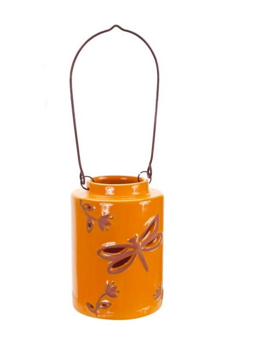 Melrose 12.5" Orange Cut-Out Dragonfly Tea Light or Votive Candle ...