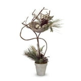 28" Brown Pine Cones and Birds Nest Christmas Topiary Tabletop Tree ...