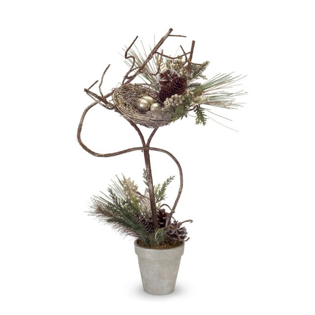 Melrose 28" Brown Pine Cones and Birds Nest Christmas Topiary Tabletop ...