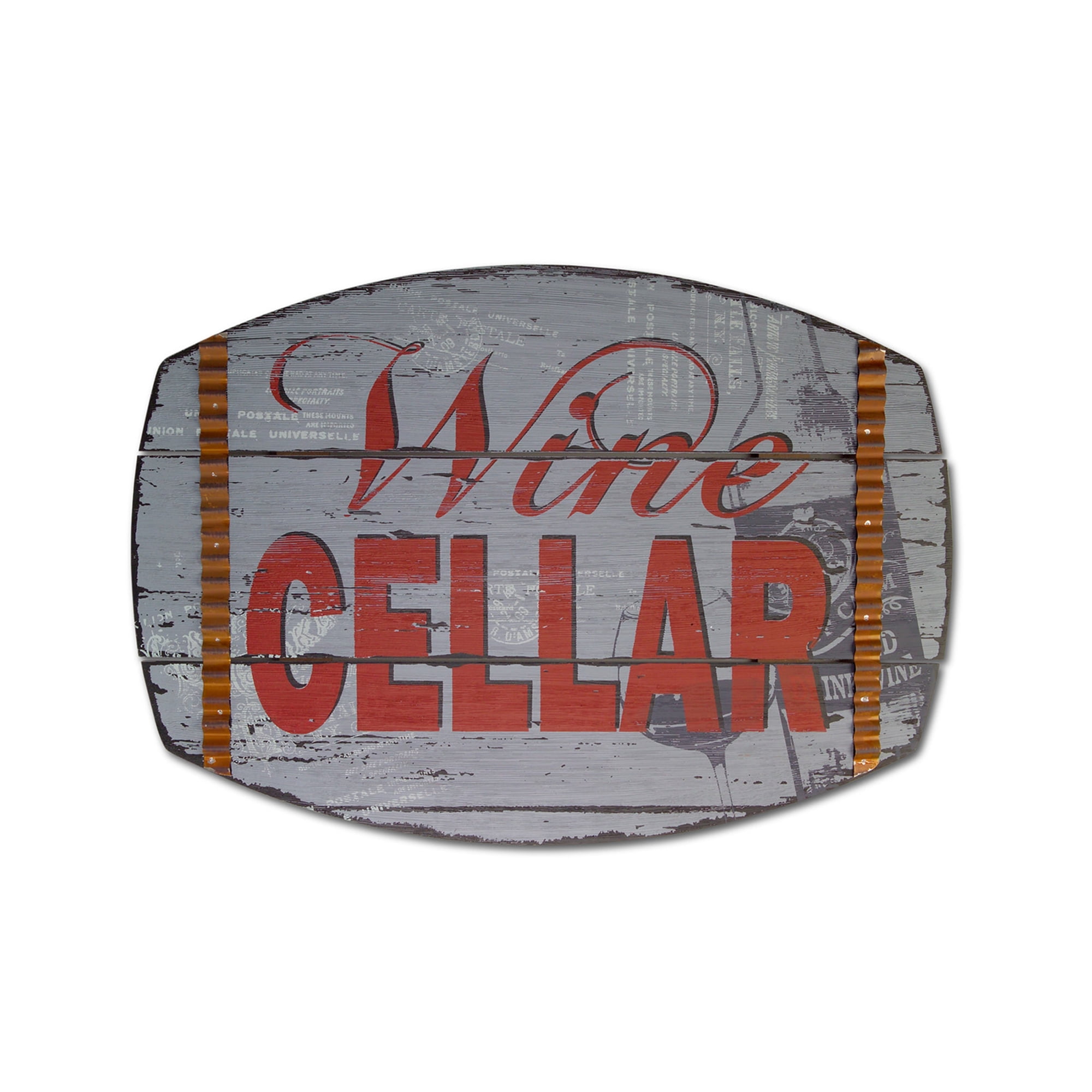 Melrose 31" Gray and Burgundy Red Wine Cellar Wall Plaque with Tin ...