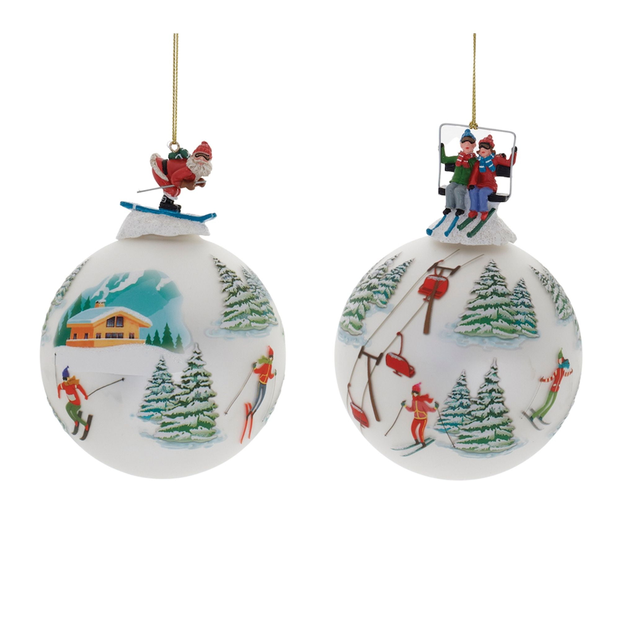 Melrose Ski Slope Glass Christmas Ball Ornaments - Red and Silver - 4" (110mm) - 6ct - Walmart.com