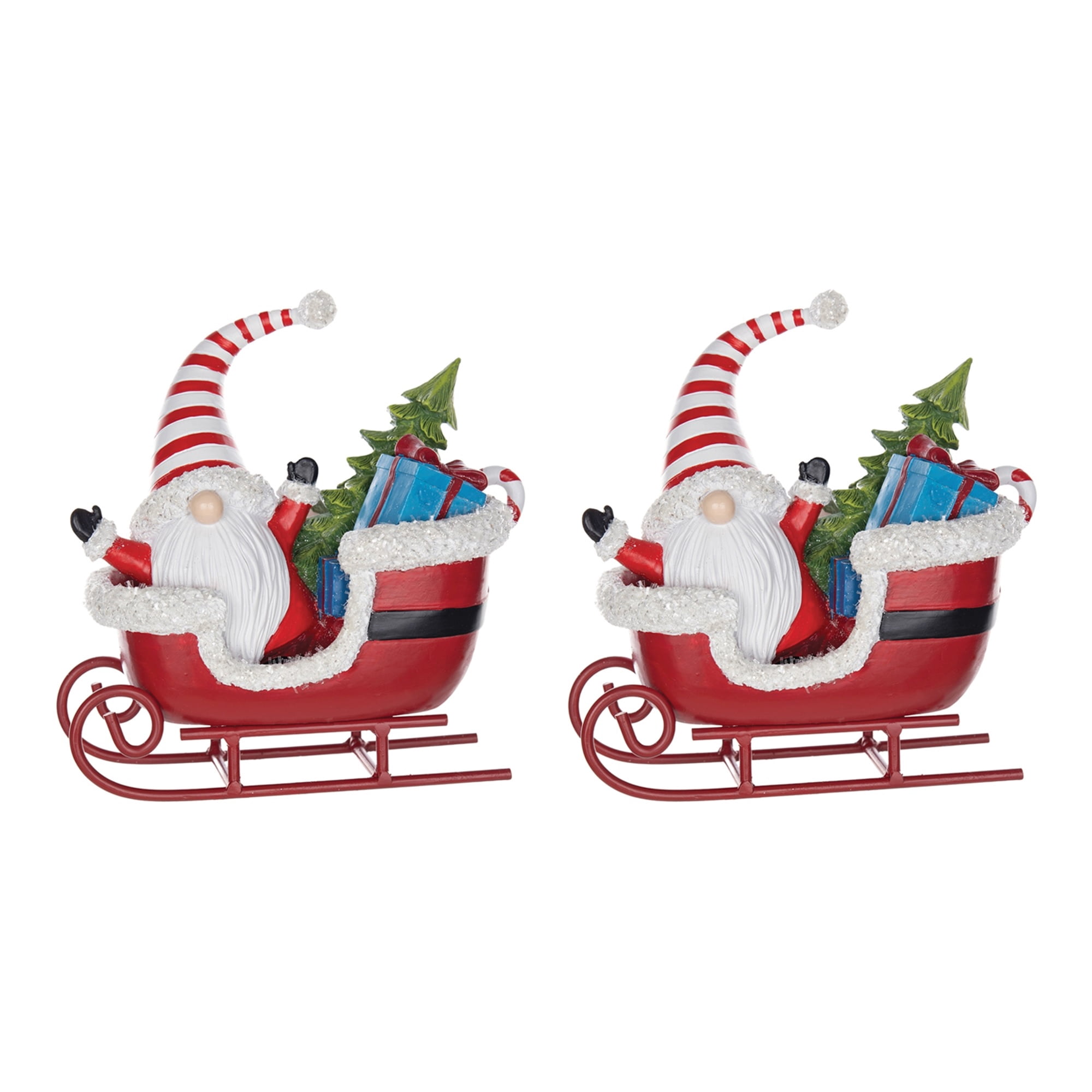 Melrose Set of 2 Santa Gnome in Sleigh Christmas Tabletop Figurines 8 ...