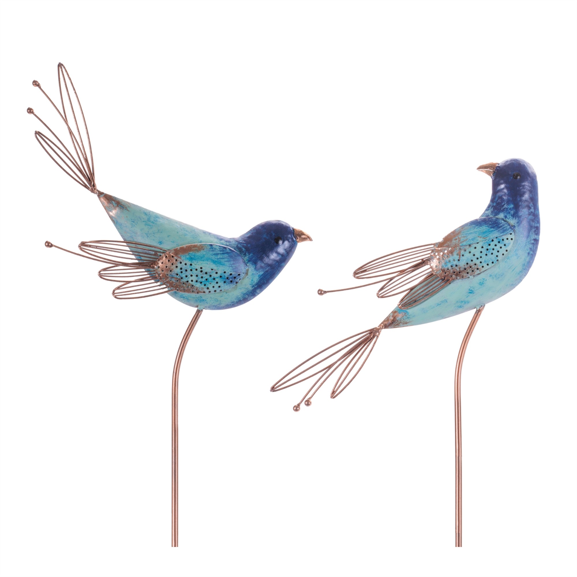 Melrose Bird Garden Stakes - 52" - Blue and Brown - Set of 2 - Walmart.com