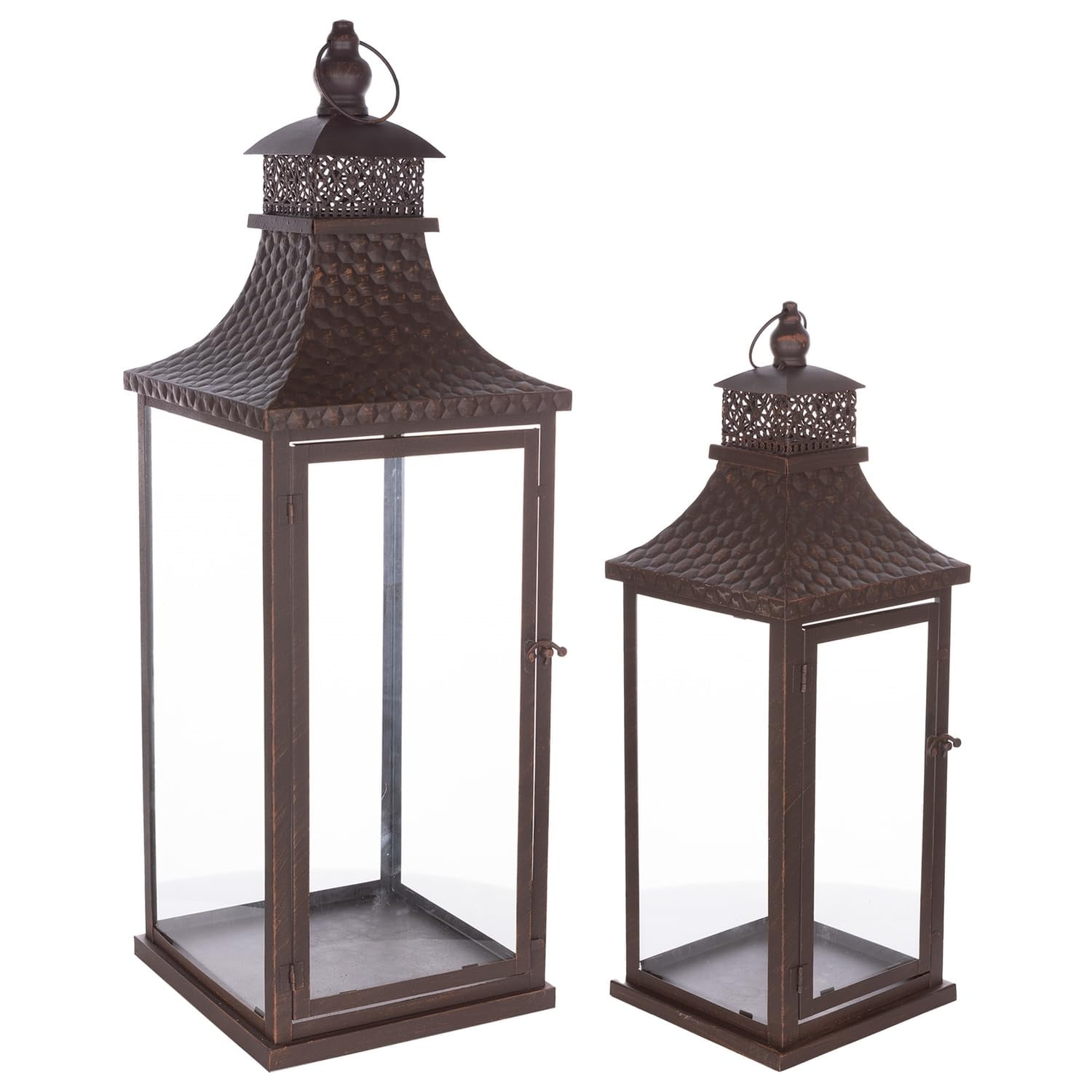 Melrose Decorative Candle Lantern, Set of 2, 20" H, 27.5" H, Metal ...