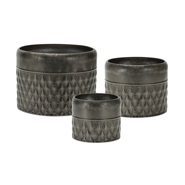 Melrose Decorative Metal Pot (Set of 3) Grey Metal, 85449DS - Walmart.com
