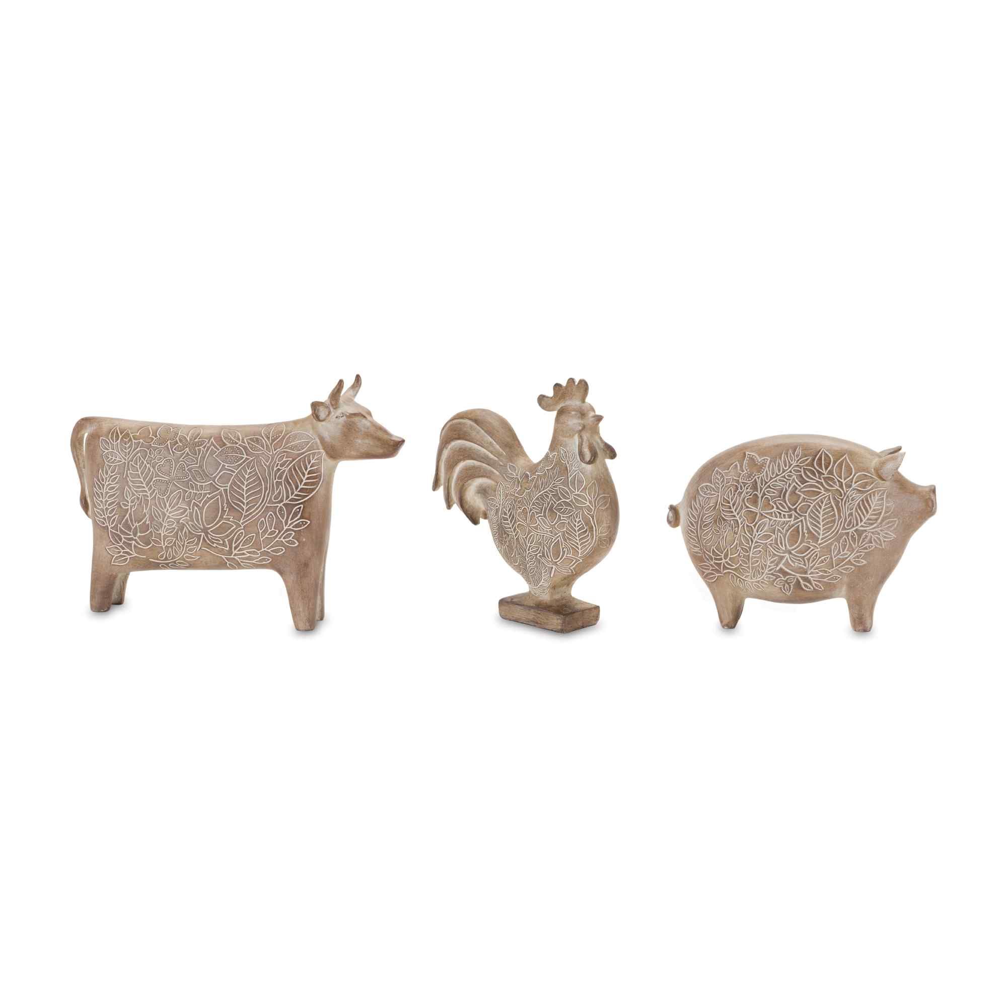 Melrose Floral Etched Farm Animals Tabletop Decorations - 7.75 ...