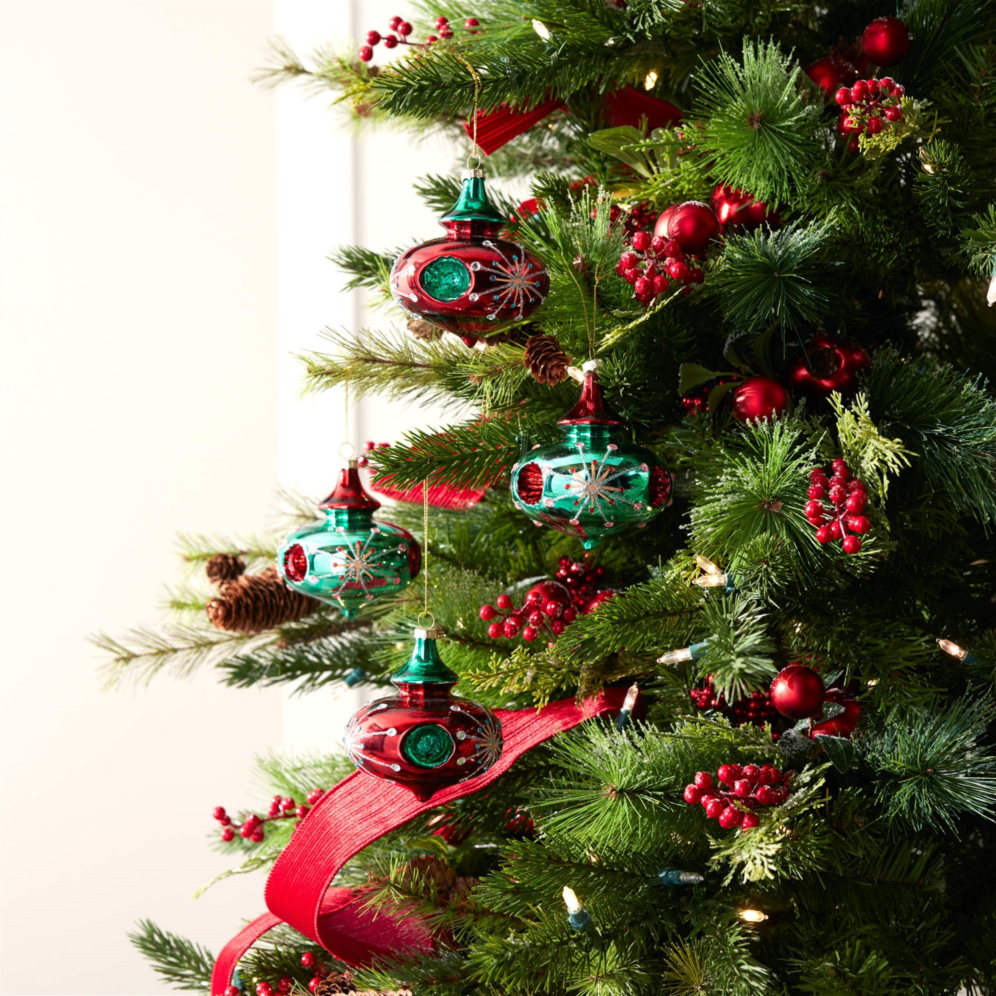 Melrose Glittered Reflector Glass Christmas Ornaments - 4" - 6ct ...