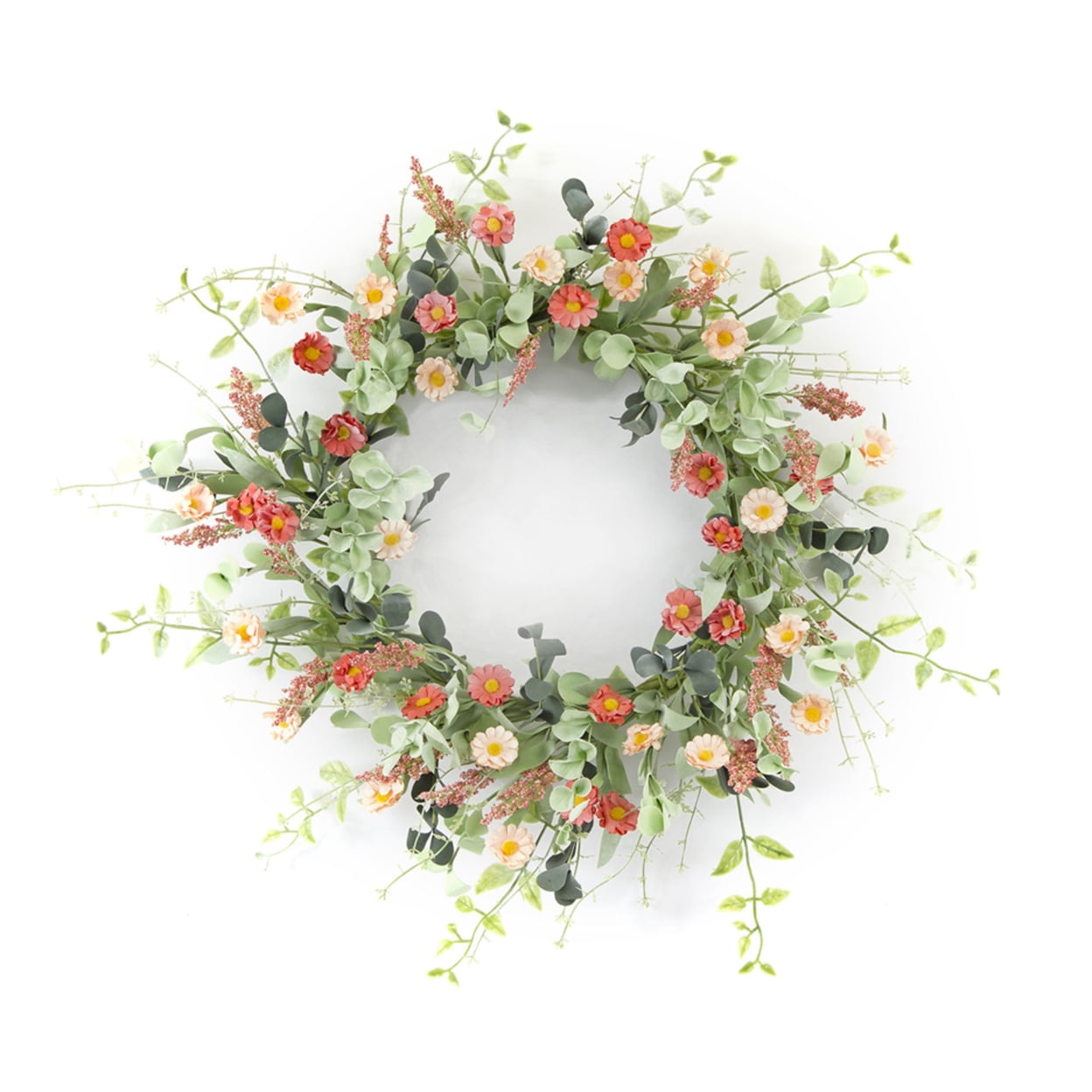 Melrose Spring Flower Door Floral Wreath, 24"D EVA/Plastic, Mini Daisy ...
