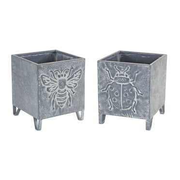 Home Decorative Planter (Set of 2) 9.75" x 11"H, 12" x 13"H Metal ...