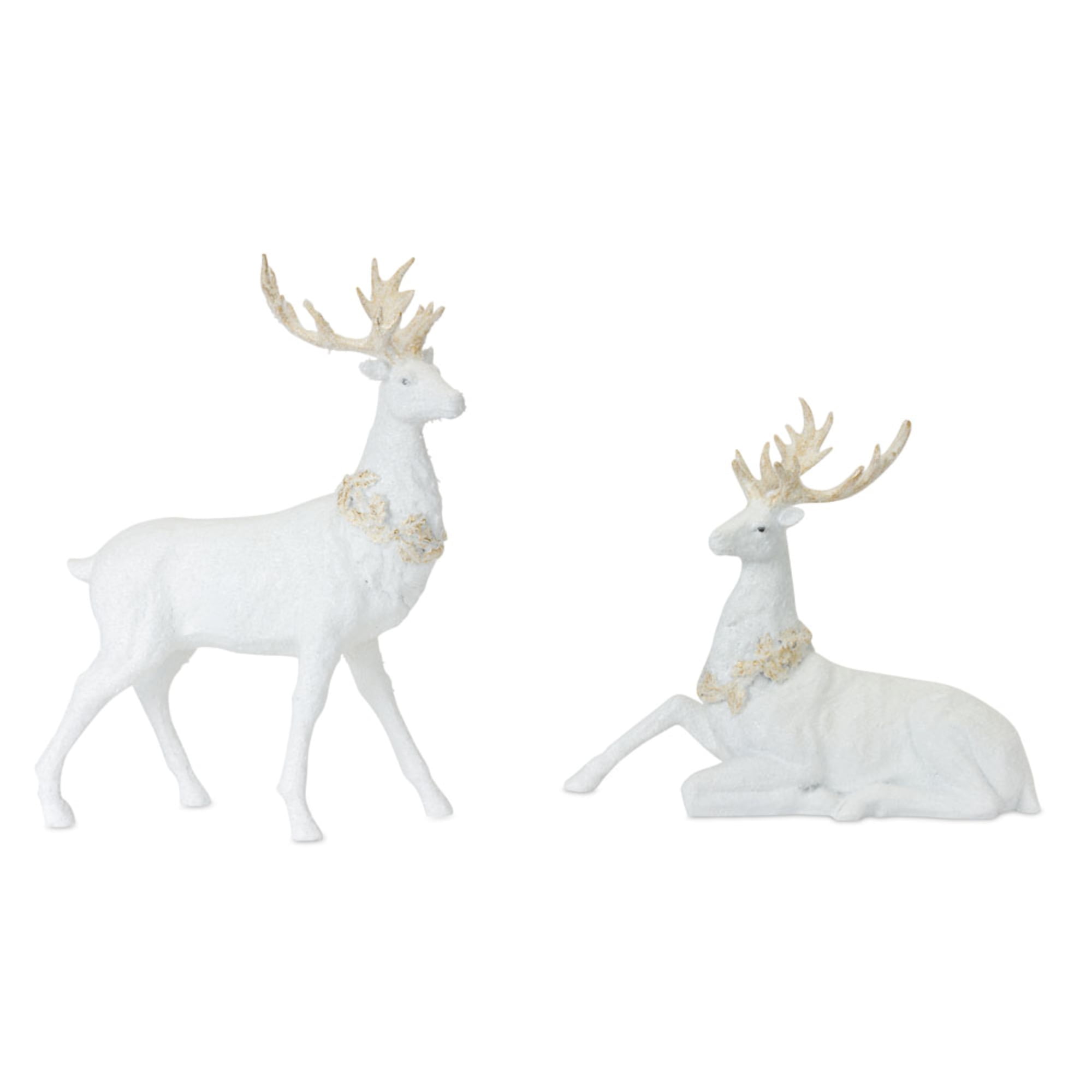 Set of 2 White Deer Christmas Tabletop Decor 15" - Walmart.com