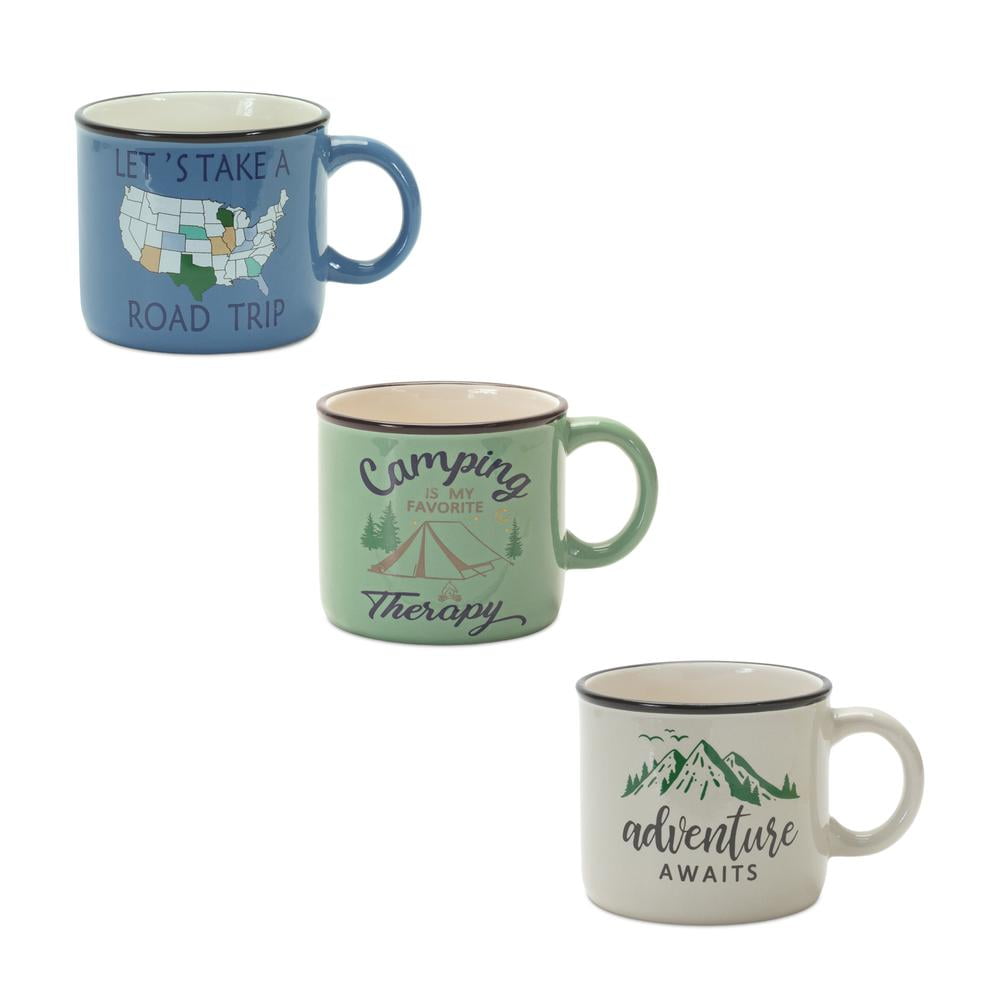 Melrose International Ceramic Camping and Adventure Mug (Set of 6 ...