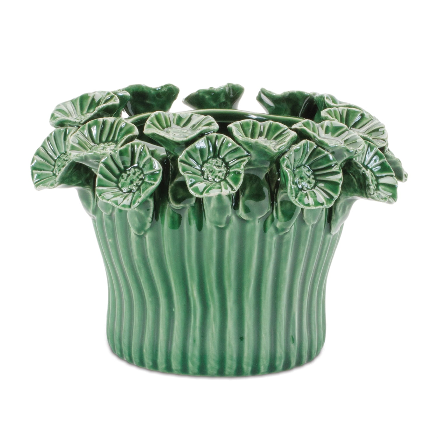 Melrose Floral Bud Stoneware Vases - 6" - Green - Set of 2 - Walmart.com