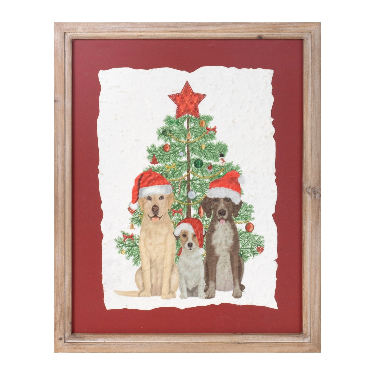 Melrose Dog and Christmas Tree Wall Signs - 15"- Red and White ...