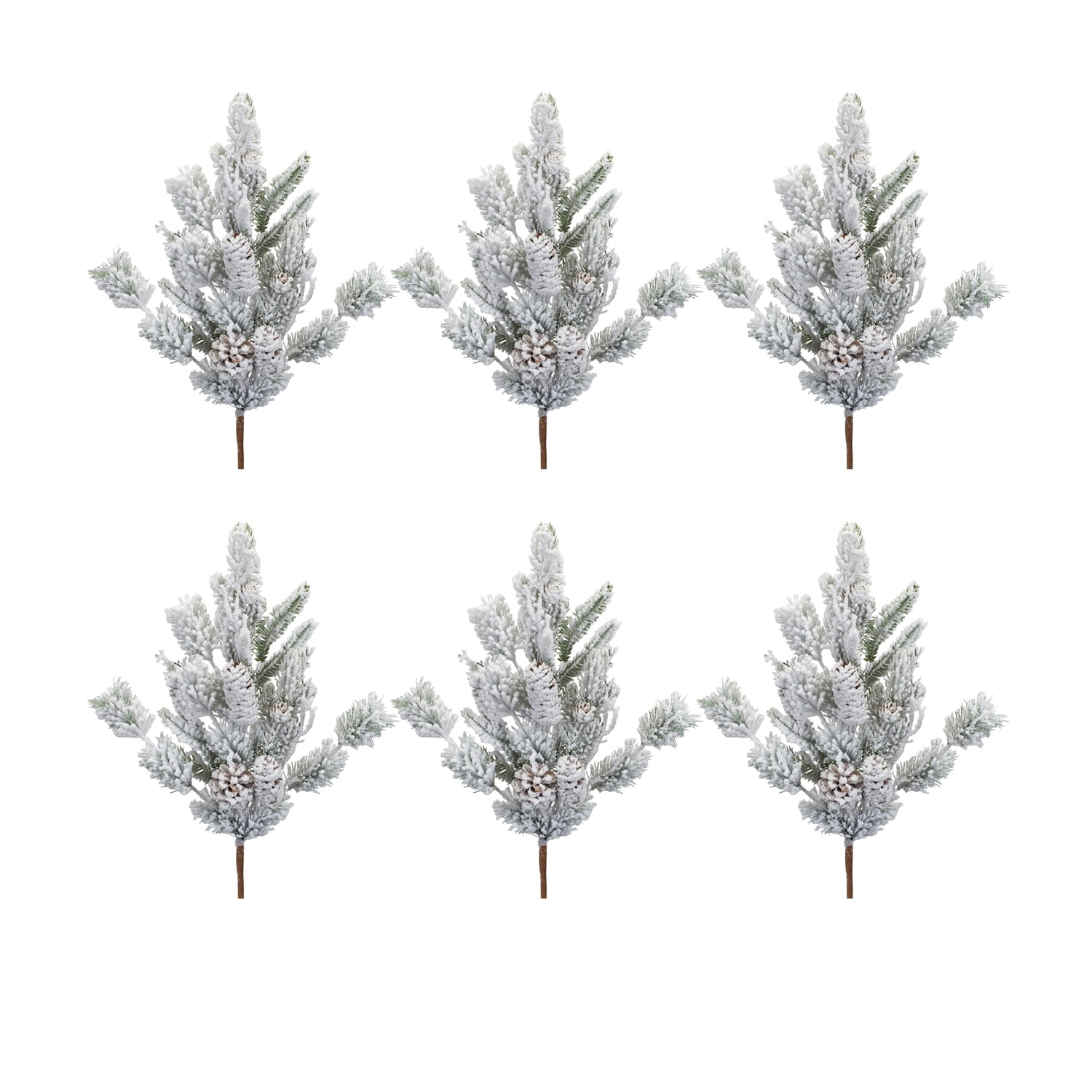 Melrose International Flocked Mixed Pine Spray with Pinecone (Set of 6 ...