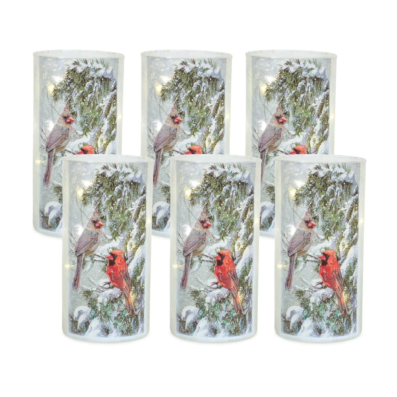 Melrose International Frosted Glass Cardinal Bird Candle Holder (Set of ...