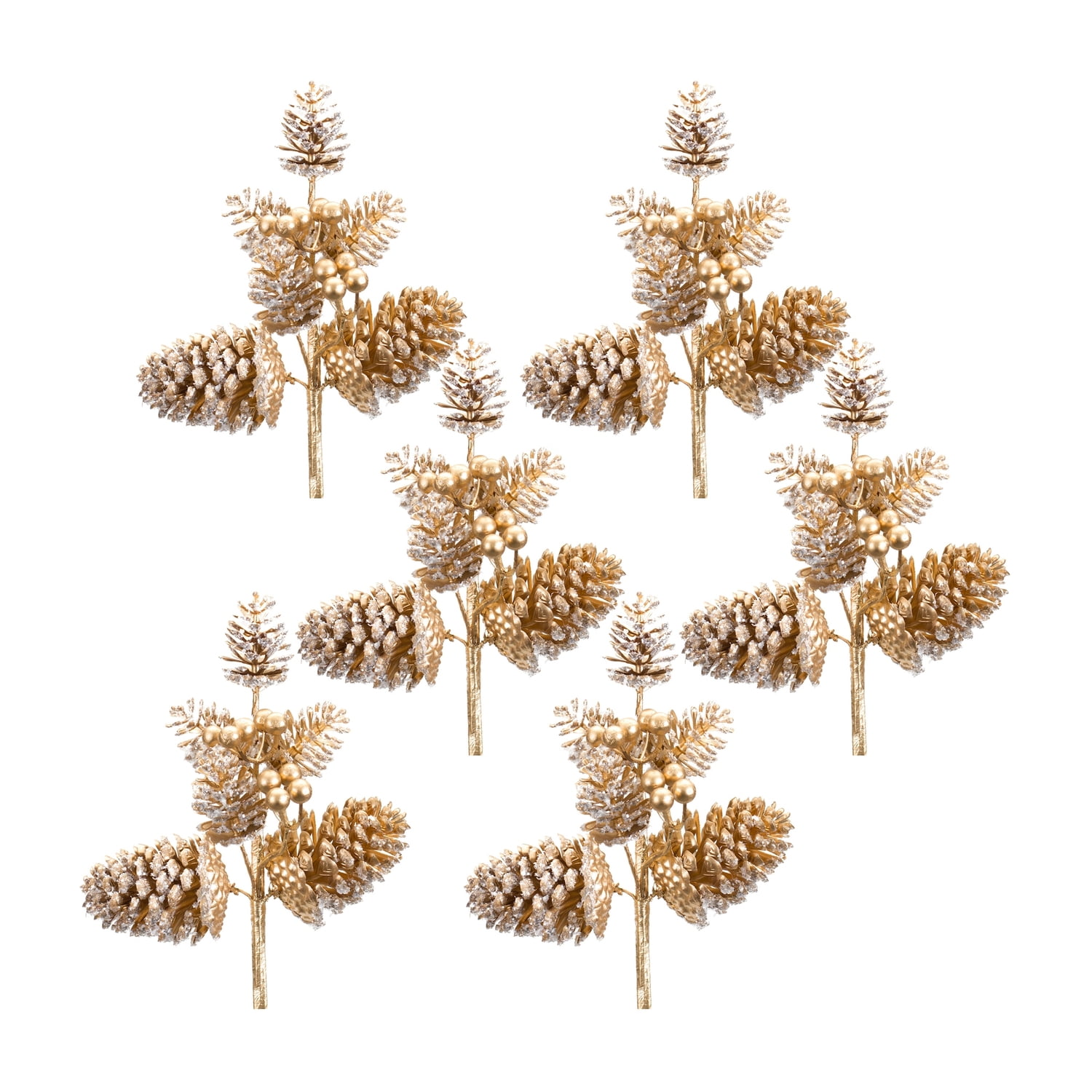 Melrose International Gold Frosted Pine Cone Pick with Berry Accent ...