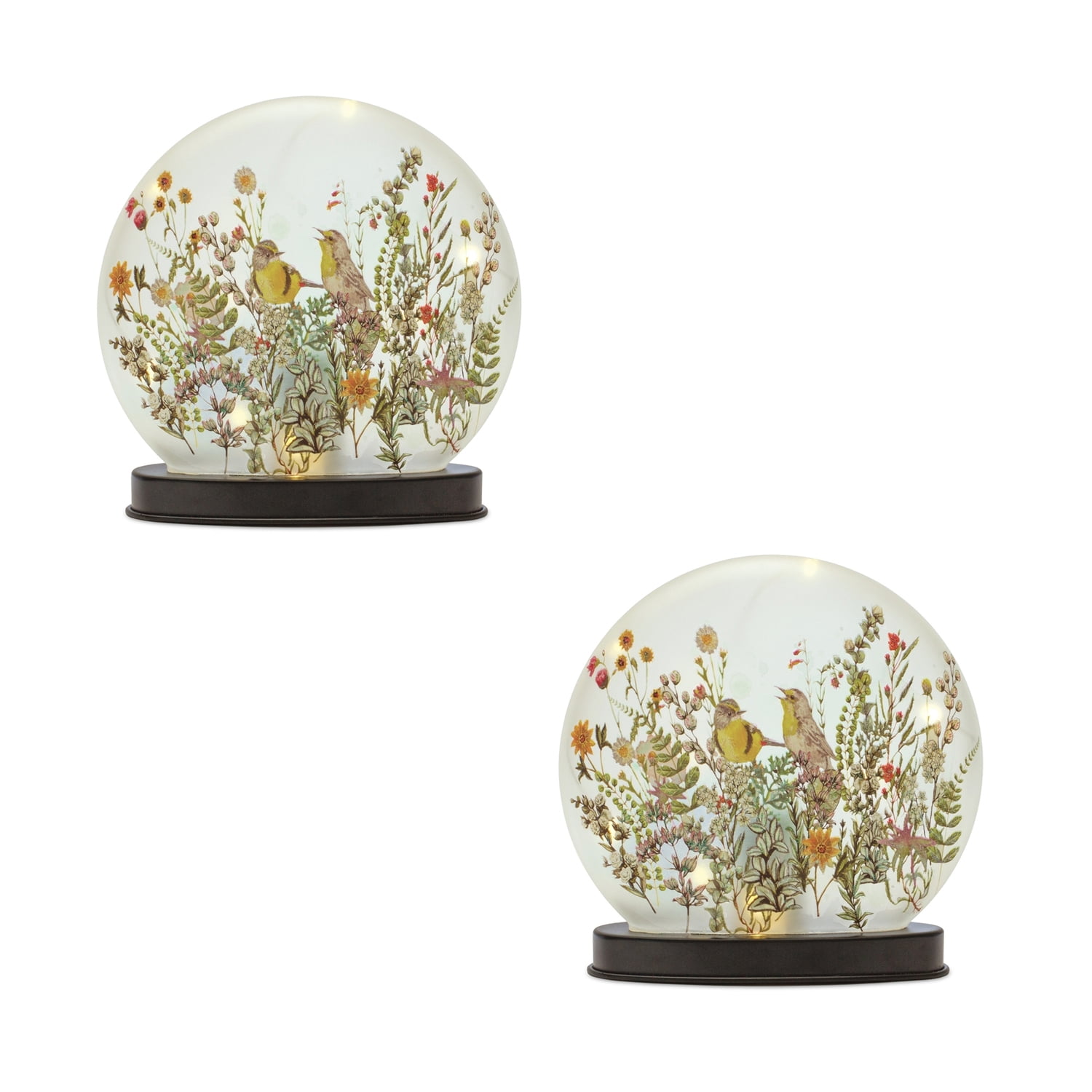 Melrose International LED Frosted Glass Bird and Floral Globe (Set of 2 ...