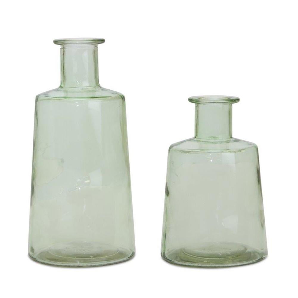 Melrose Glass Bottle Vase with Handle - 9.5" - Sage Green - Set of 2 ...
