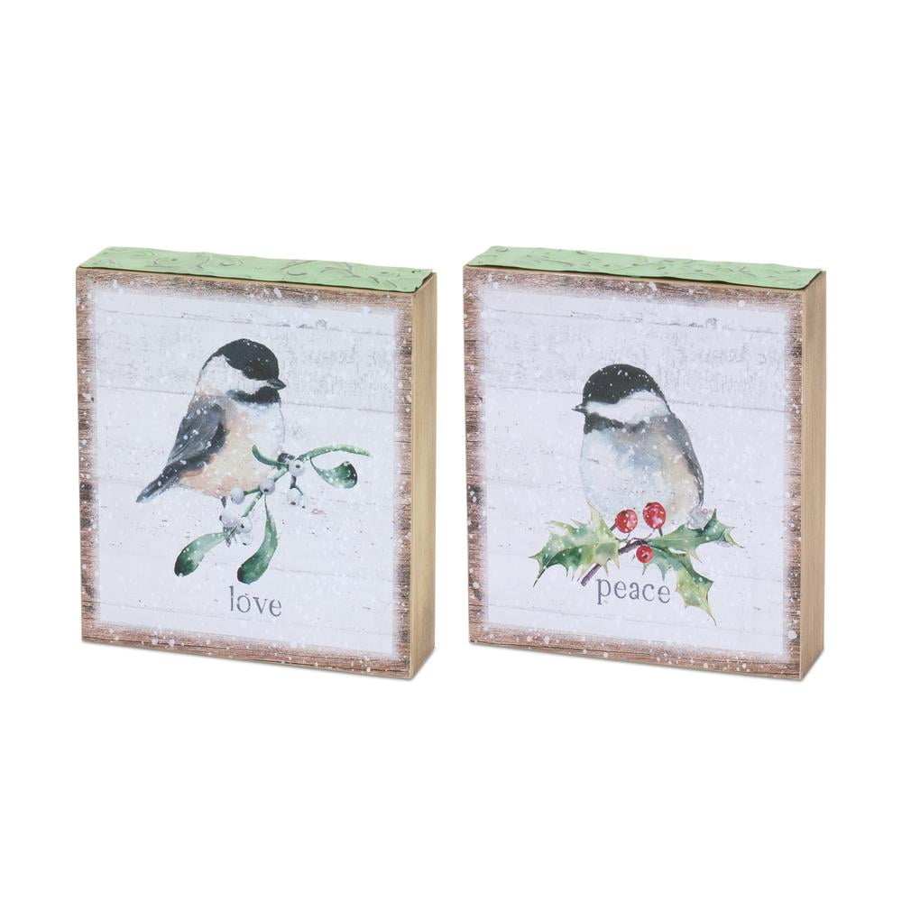 Melrose International LLC Chickadee Block Sign (Set of 4) 6"SQ MDF ...