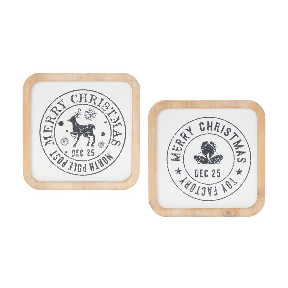 Melrose International LLC Christmas Mail Stamp Plaque (Set of 12) 5"SQ ...