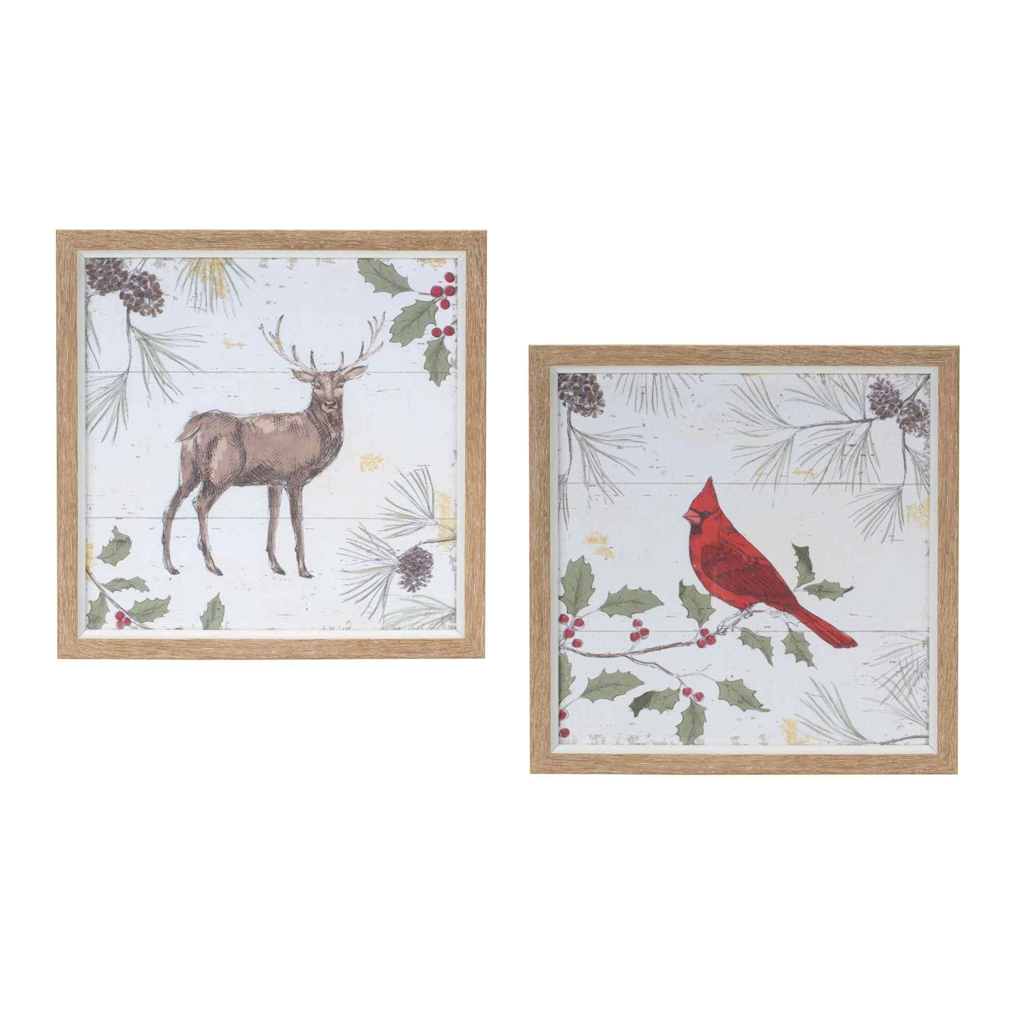 Melrose International LLC Deer and Cardinal Frame (Set of 2) 10.25"SQ ...