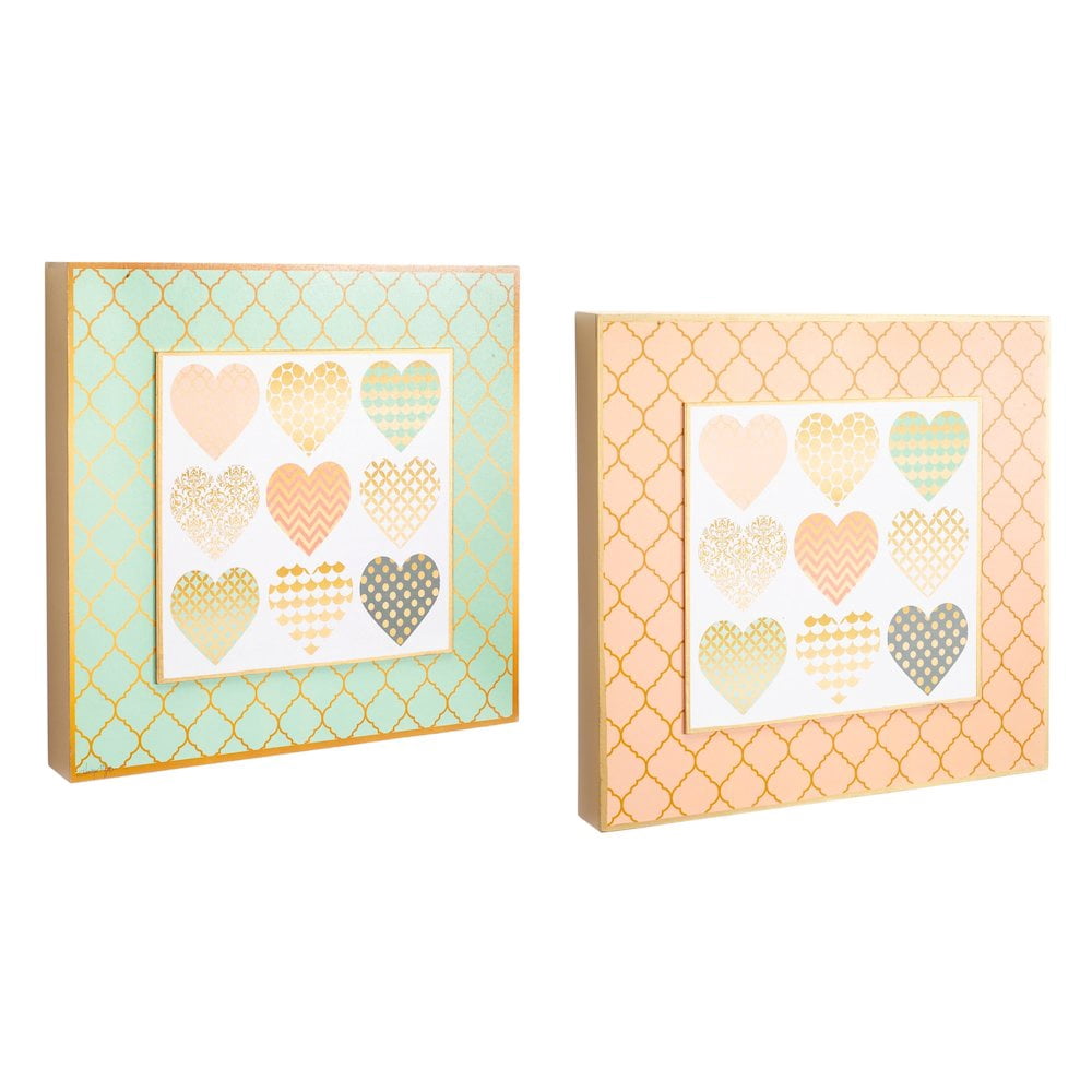 Melrose International LLC Heart Design Wall Plaques (Set of 2) 16"SQ ...