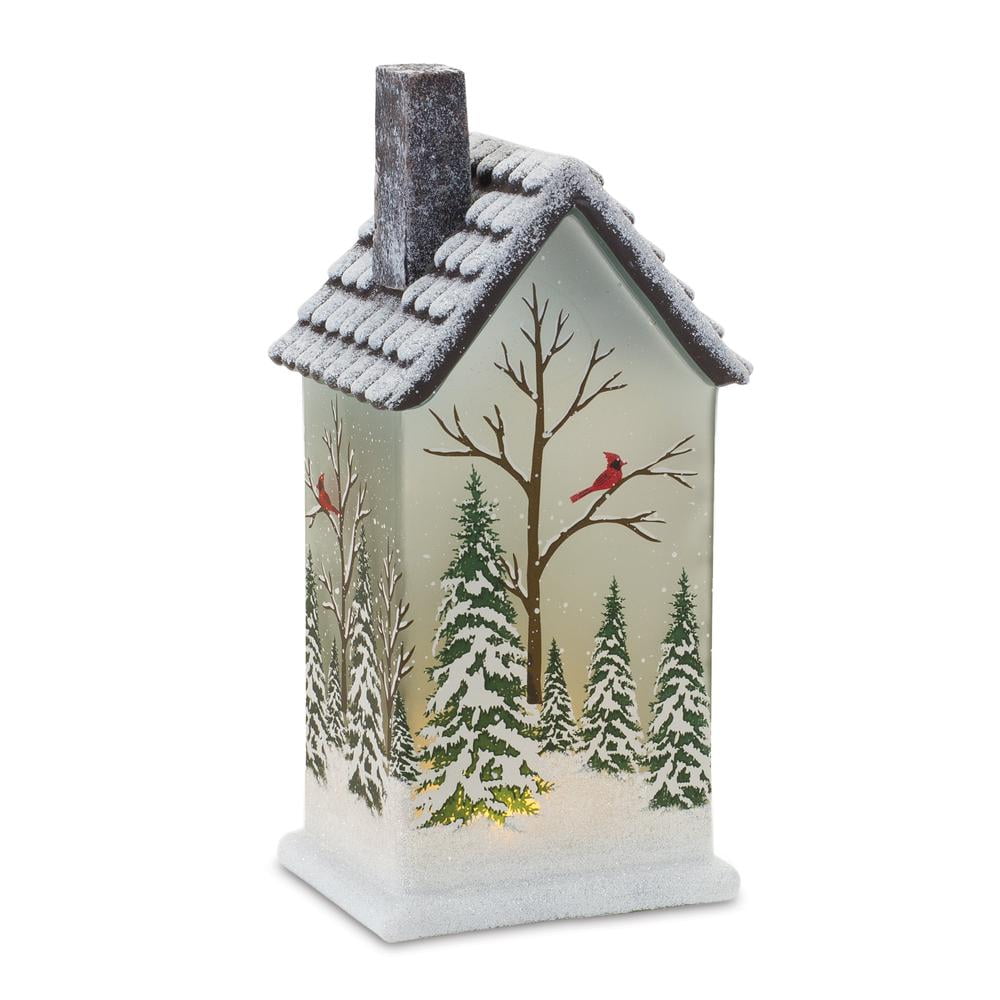 Melrose International LLC House w/Trees and Cardinal (Set of 2) 9"H ...
