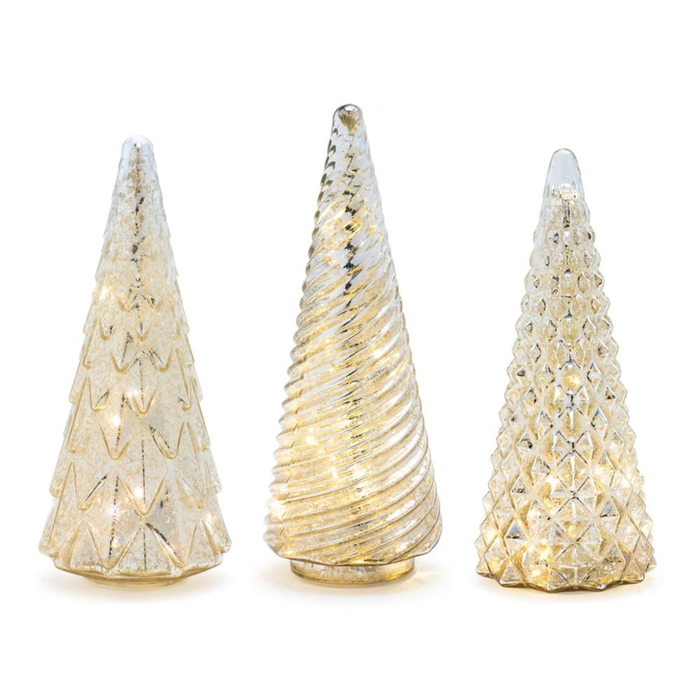 Melrose LED Lighted Textured Glass Tree Christmas Decorations - 12.75 ...